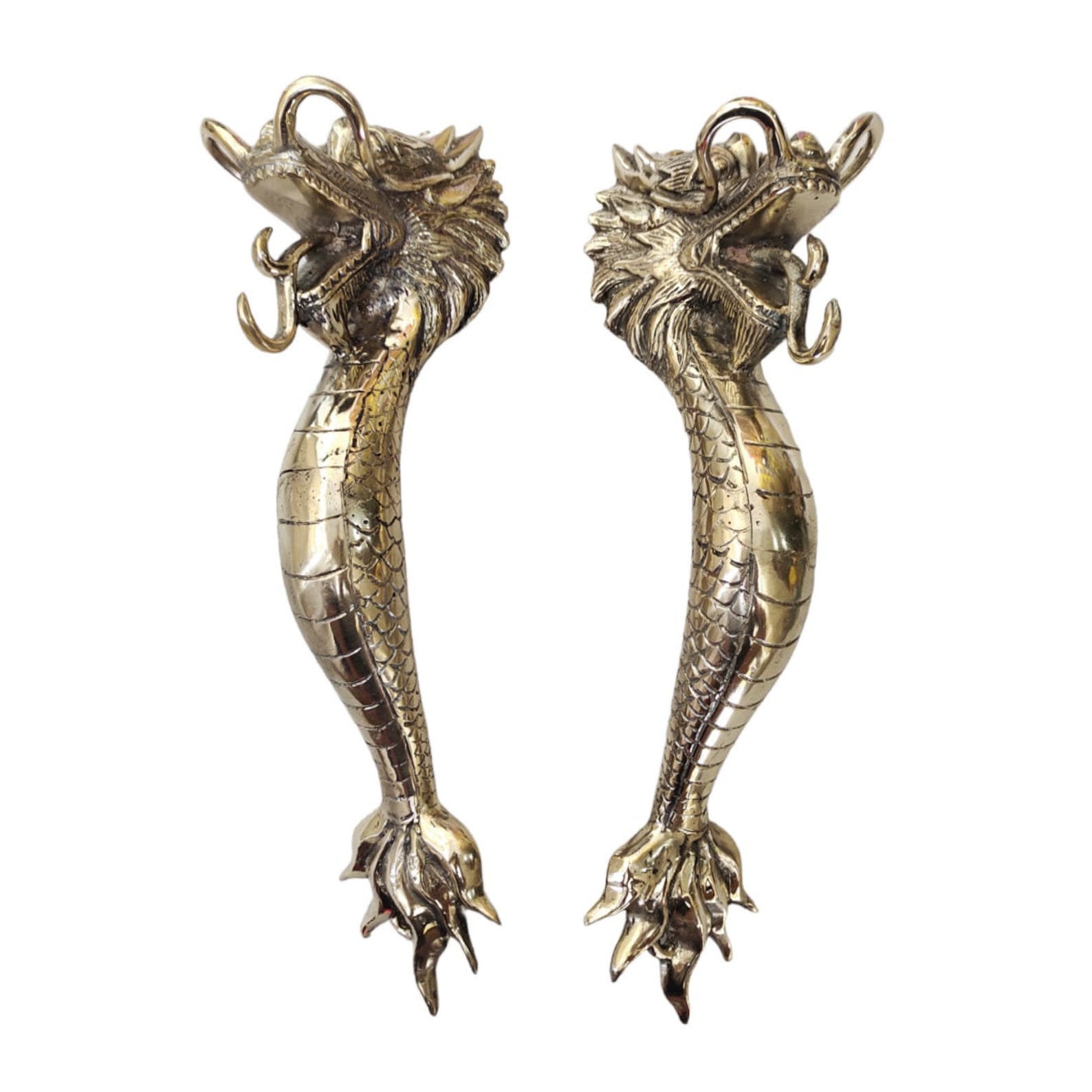 13.3” Brass Dragon Door Handle - 34cm Dragon Brass Door Handle - Dragon ...