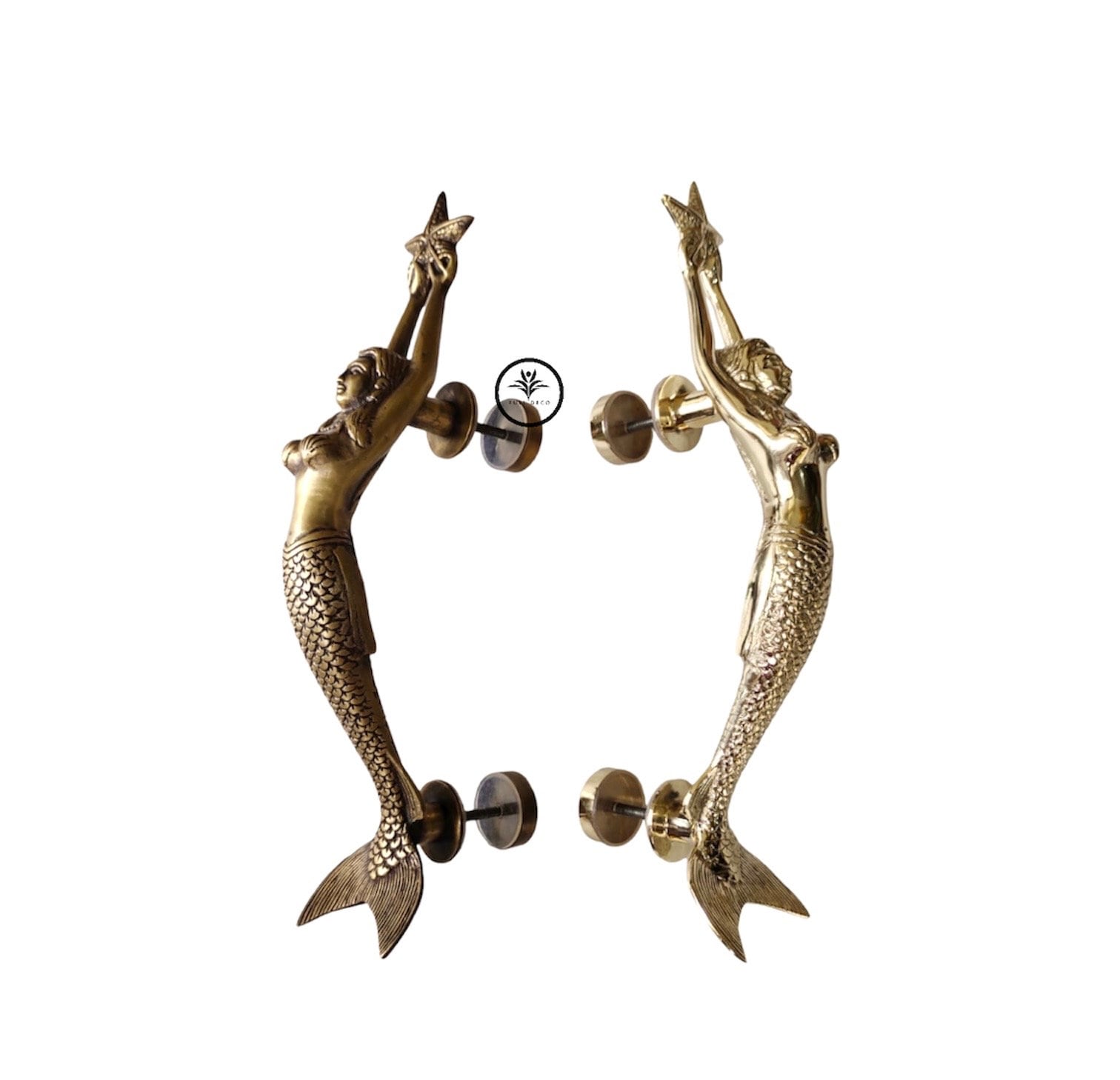 Pair of Brass Mermaids Door Handle With Star Beautiful Mermaid Door ...
