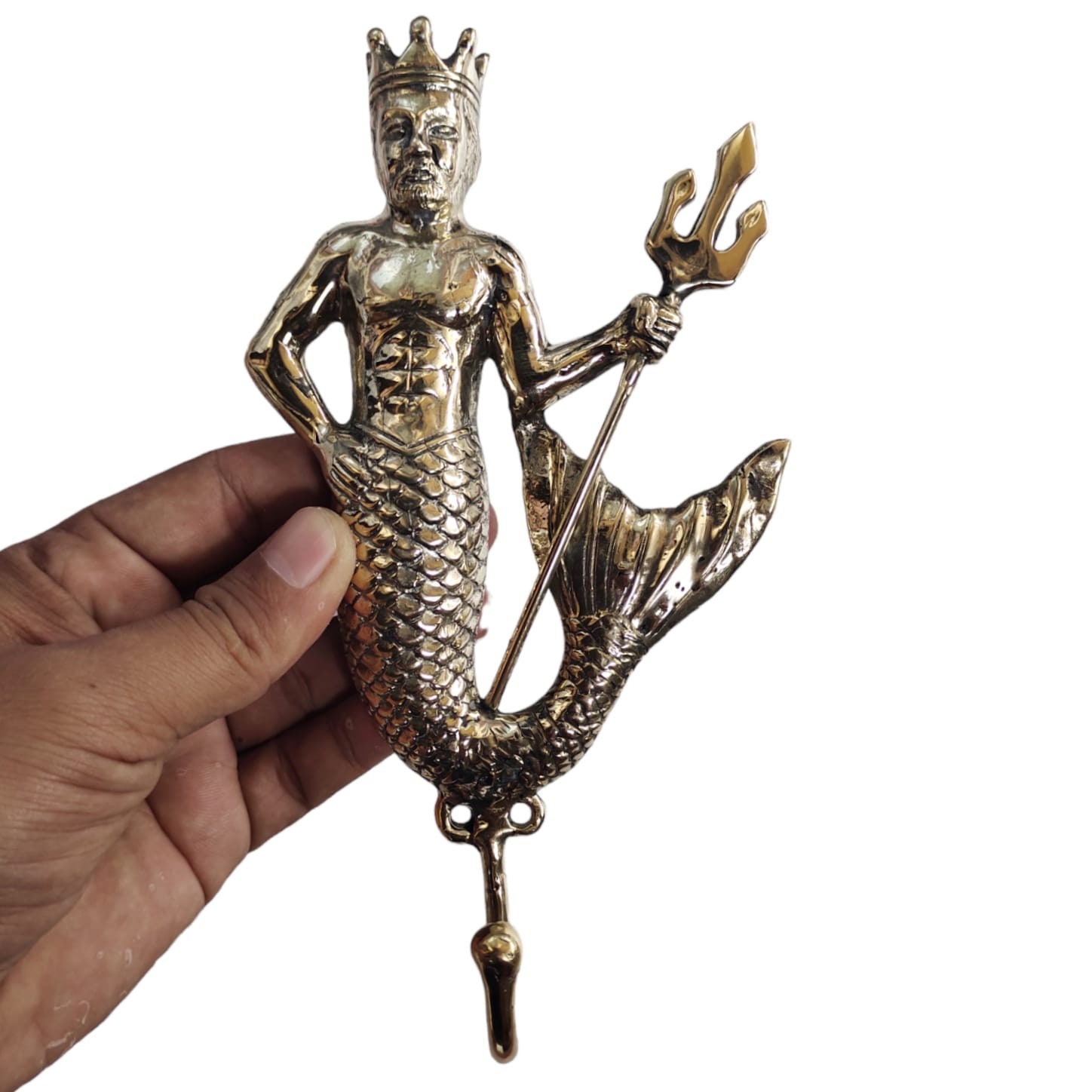 7.8 Pair of Mermaid Queen and Mermaid King Hook Brass Mermaid King and ...