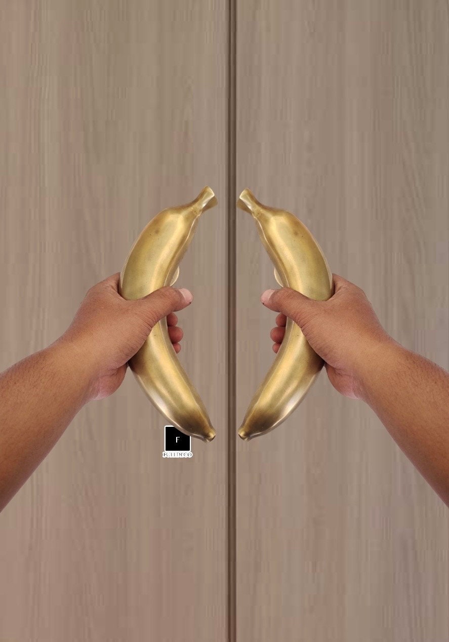 9.4” Pair Brass Cute Banana Door Handle - Beautiful Banana Door Handle ...