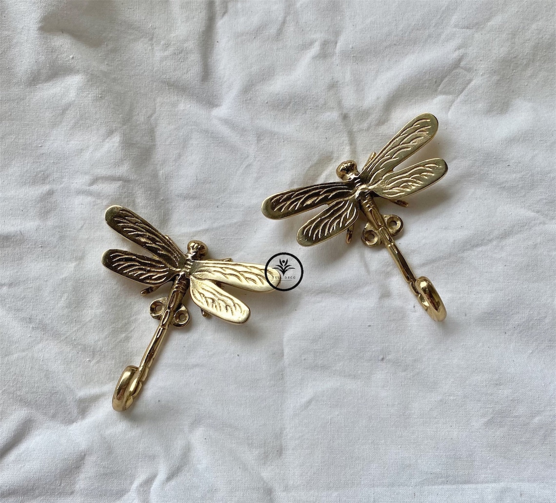 2 Pieces of Dragonfly Hook Brass Dragonfly Hook Brass Hook - Etsy