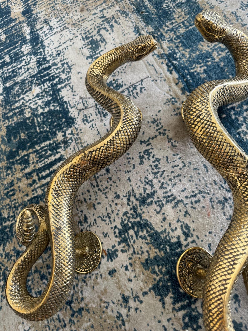 Brass Snake Door Handle - Brass Cobra Door Handle - Giant Snake Door ...