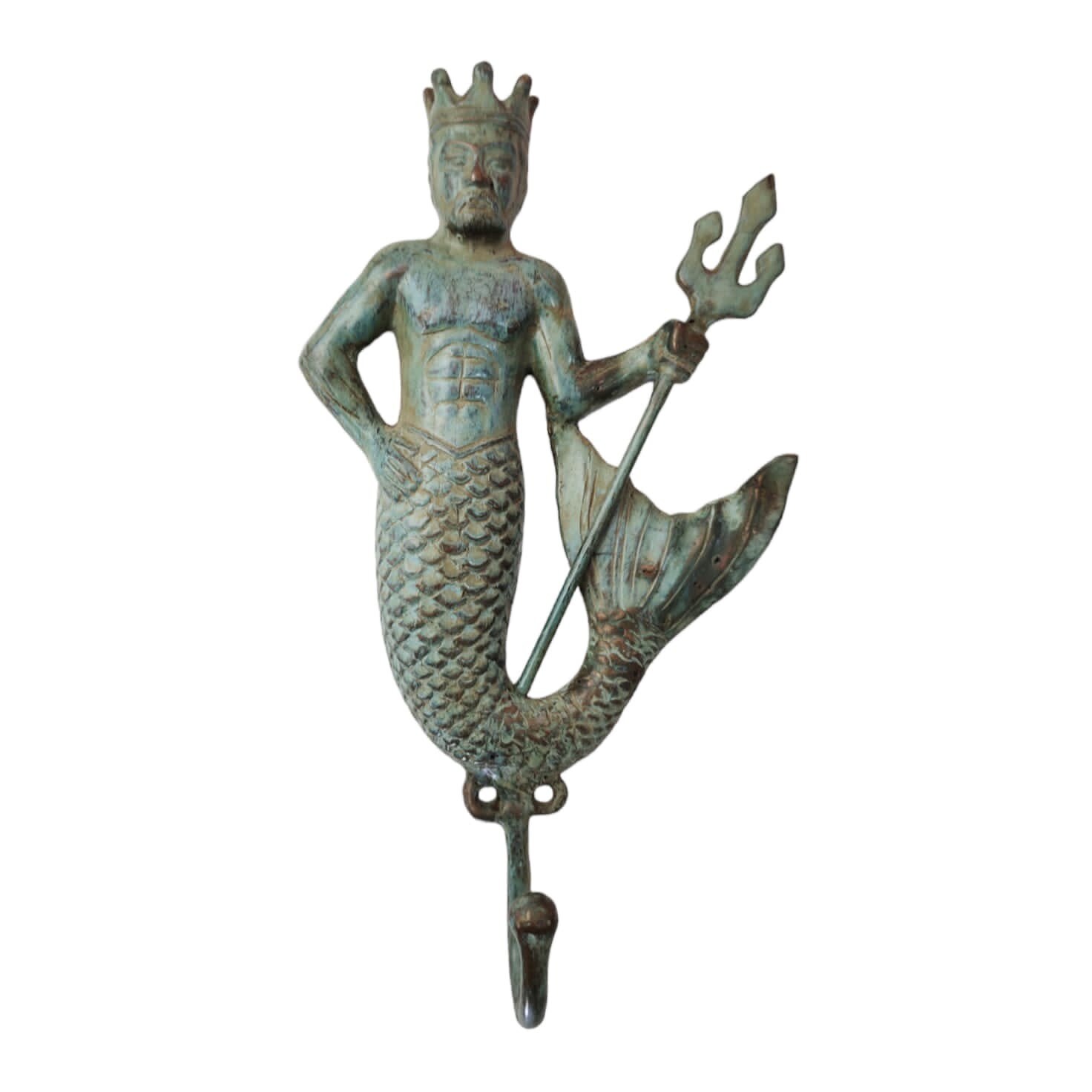 7.8 Pair of Mermaid Queen and Mermaid King Hook Brass Mermaid King and ...