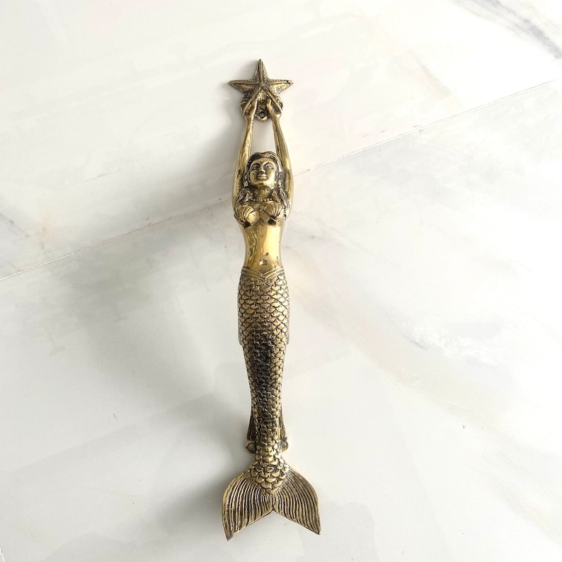 Pair of Brass Mermaids Door Handle With Star - Beautiful Mermaid Door ...