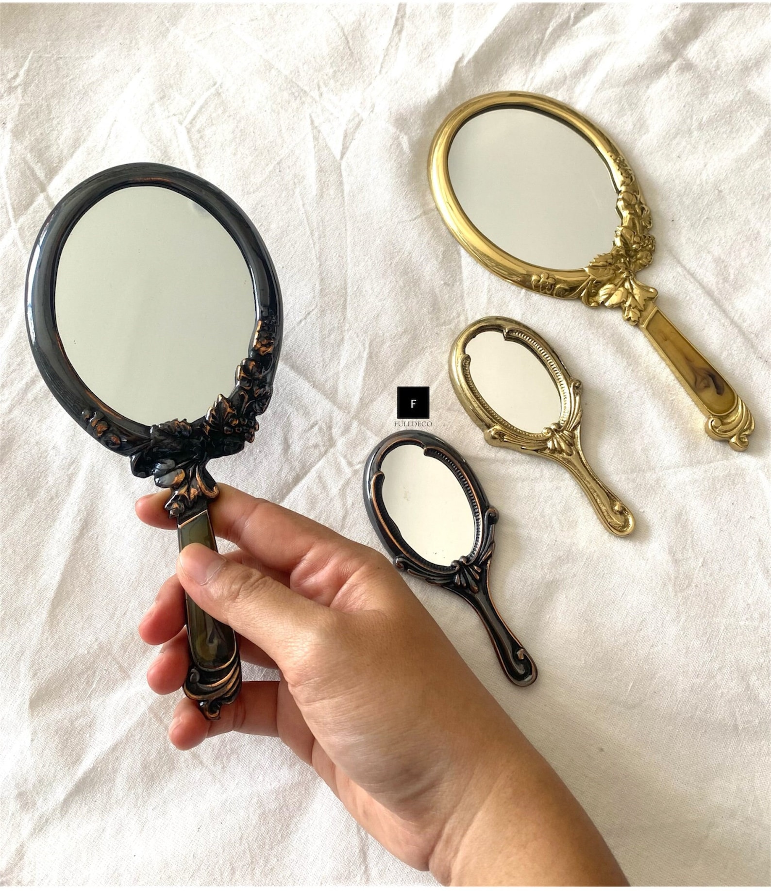 Aesthetic Brass Hand Mirror - Victorian Hand Mirror - Cute Hand Mirror ...