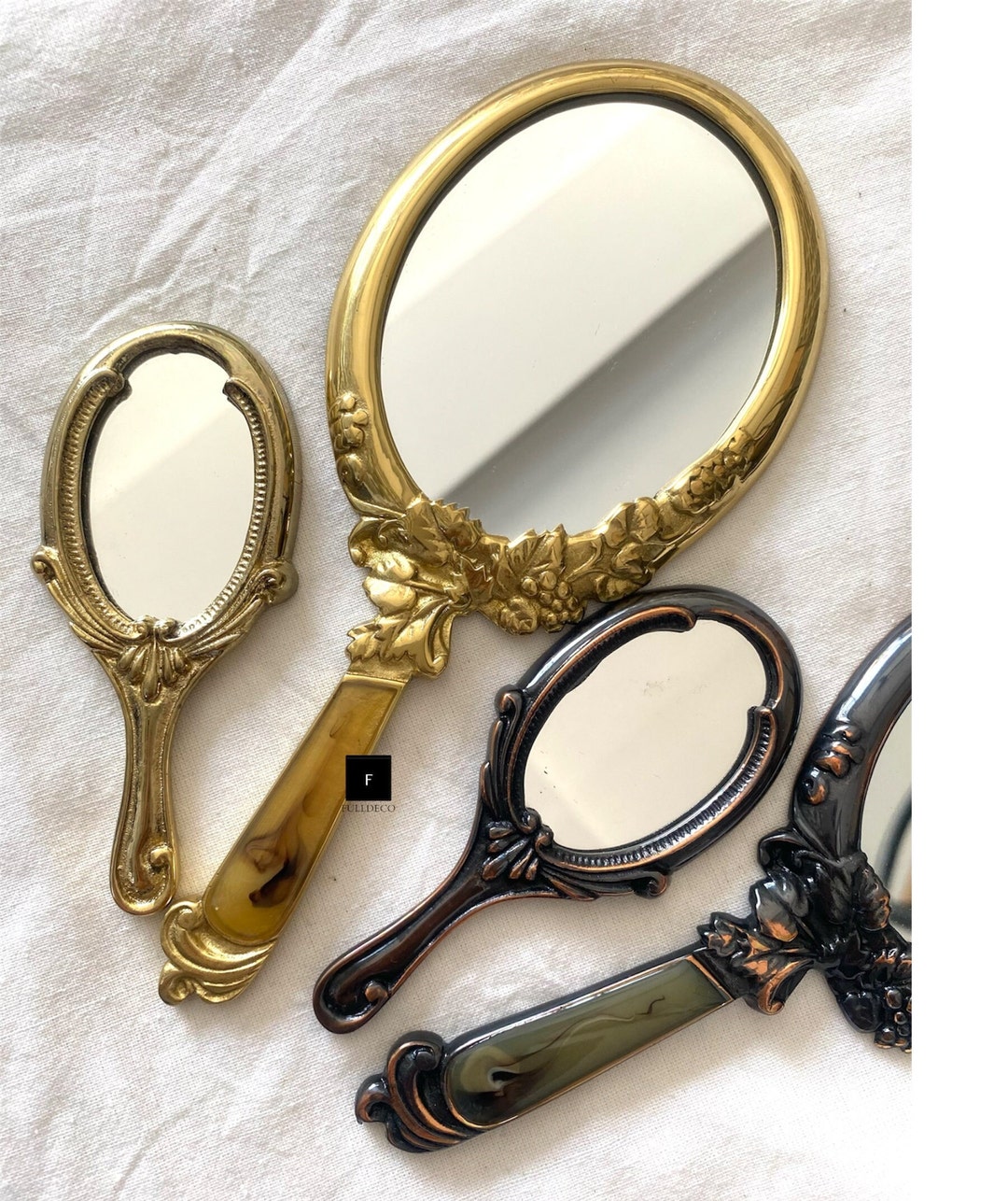 Aesthetic Brass Hand Mirror - Victorian Hand Mirror - Cute Hand Mirror ...
