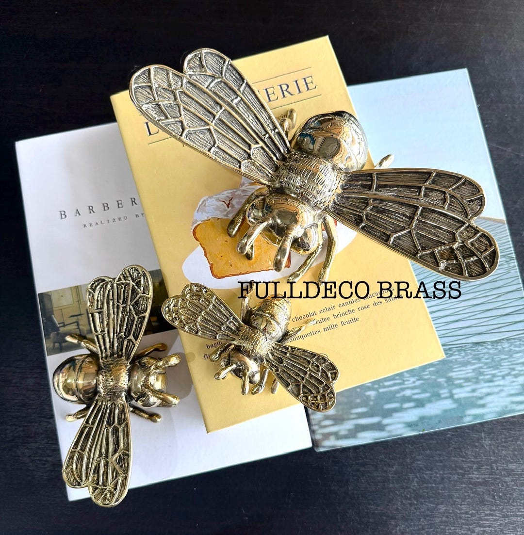 Set of 3 Pieces Brass Bee Solid Decor - Cute Brass Bee Statue - Brass ...