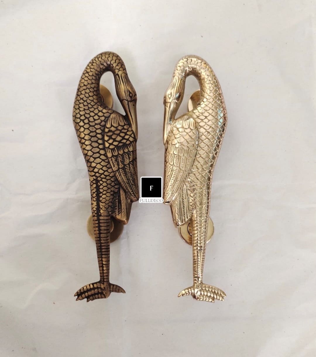 10” Pair Brass Flamingo Door Handle - Beautiful Flamingo Door Handle ...