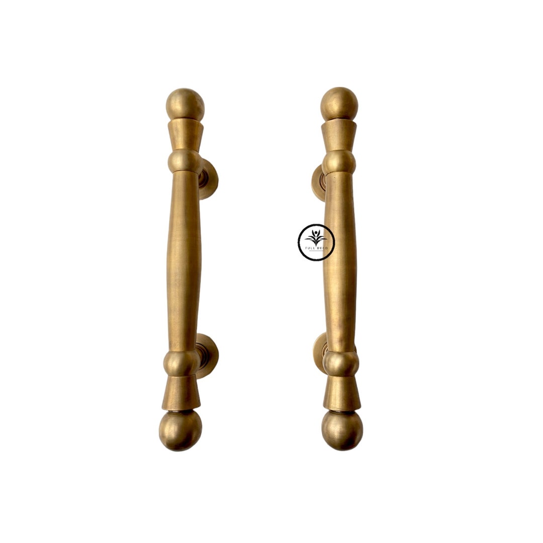 Pair Brass Door Handle Set Lenght 38cm - Brass Door Handle - Etsy