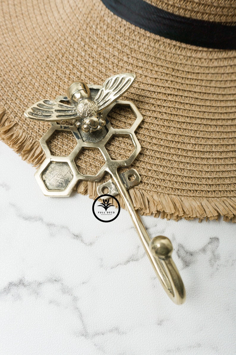 2 Pieces of Gold Bee Hive Hook - Bee Hive Wall Decor - Golden Bee Hive - Solid Brass Bee Hive ...