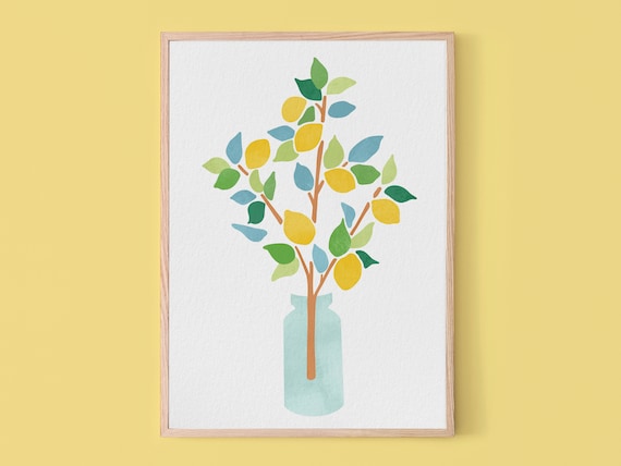 Lemon Tree Printable Wall Art Fresh Citrus Print Abstract | Etsy