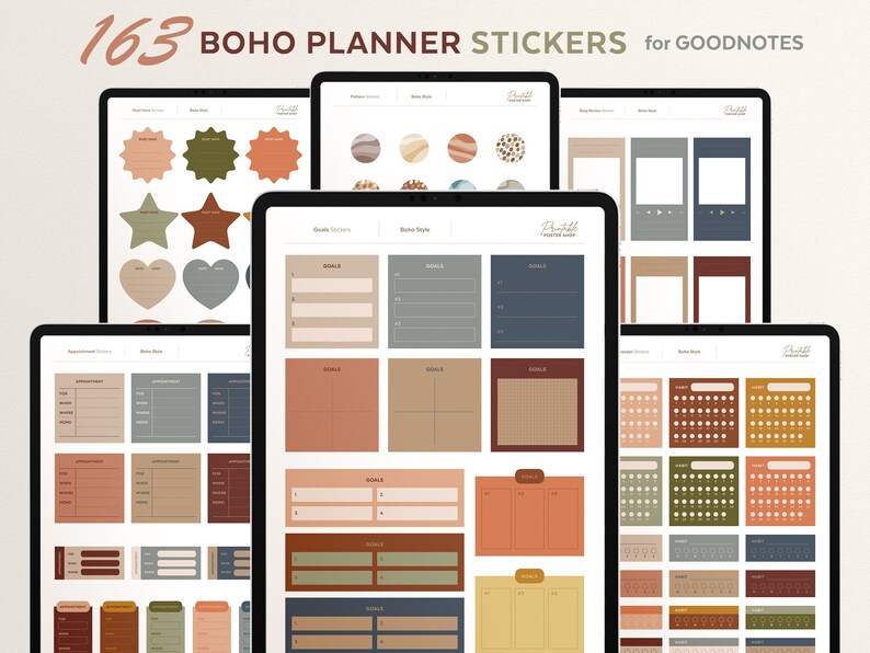 Boho Digital Sticker Kit for Goodnotes Digital Journal Box - Etsy