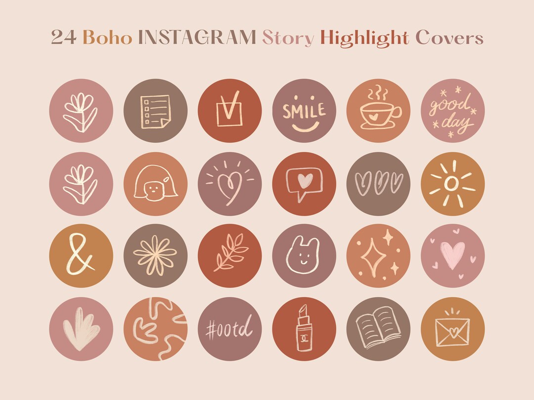 24 Boho Instagram Highlight Covers, Social Media Icon, Fitness Daily ...