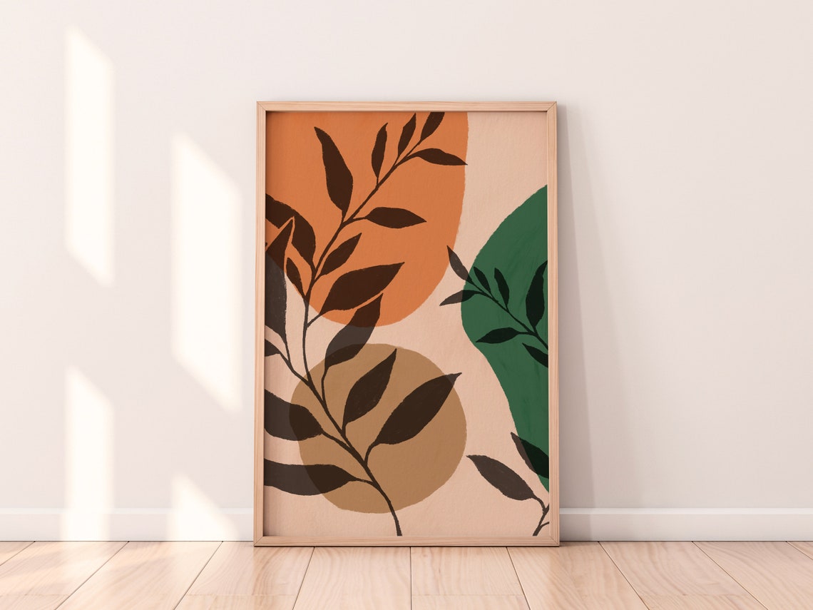 Flower Abstract Wall Art, Floral Wall Decor, Boho Wall Art, Bohemian ...