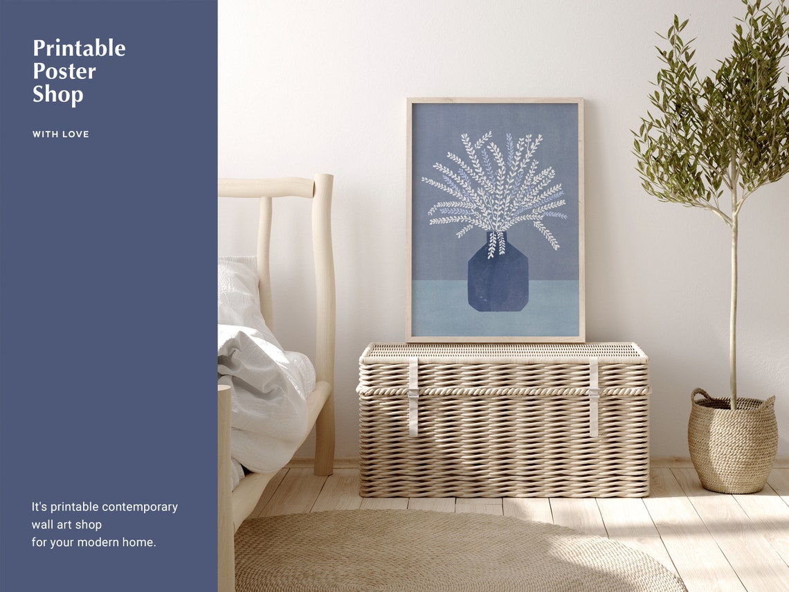 Flower Printable Art Flower Wall Art Boho Home Decor Vase - Etsy