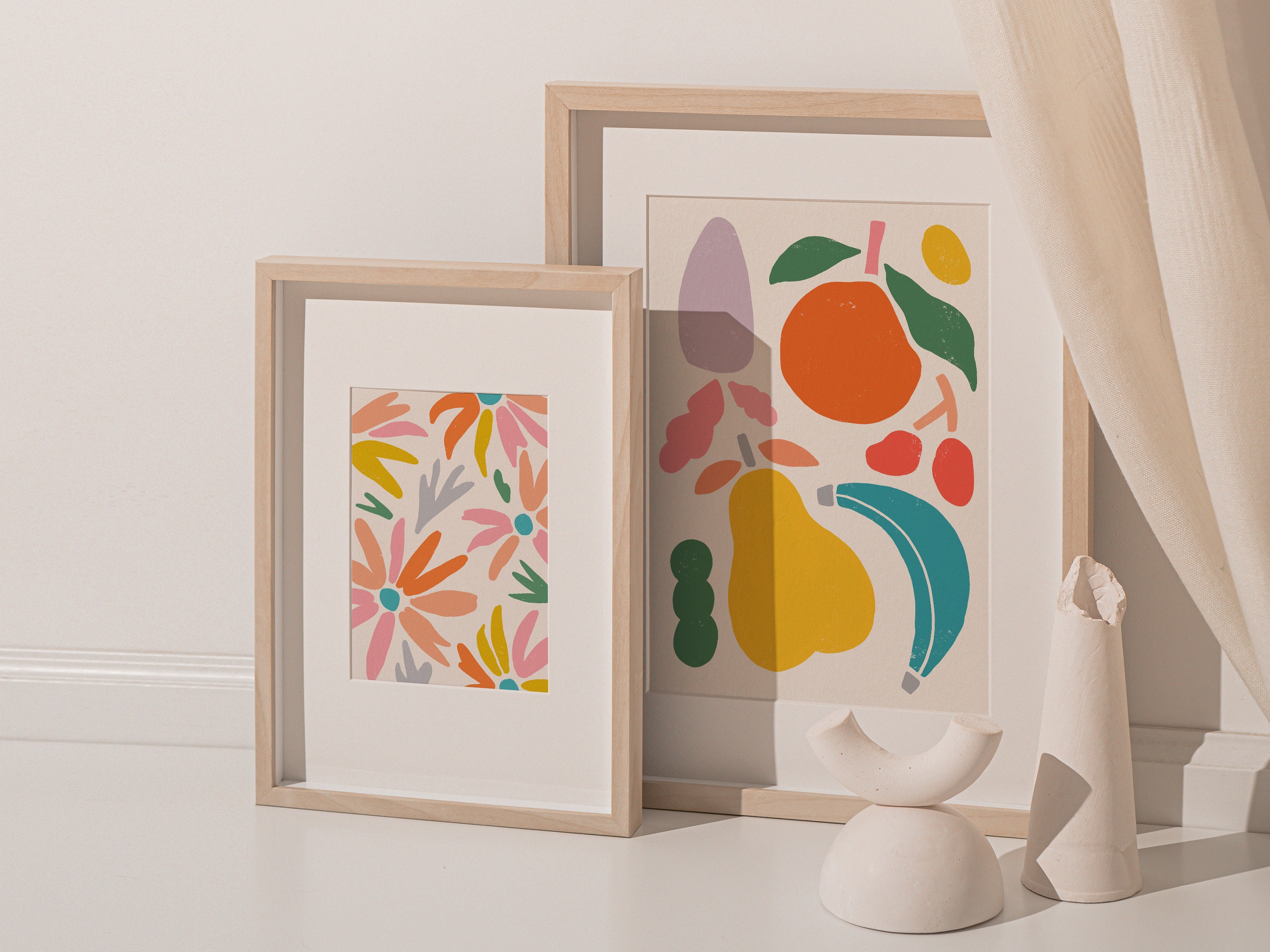 Abstract Fruit Print, Colorful Fruit Print, Minimalist Wall Art, Fruit ...
