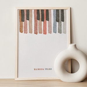 Rainbow Piano Printable Wall Art, Nursery Digital Print, Rustic Wall ...