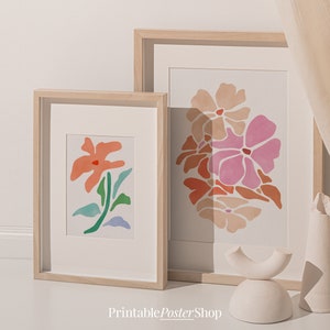 Printable Wall Art Pink Flower, Abstract Floral Poster, Boho Home Decor ...