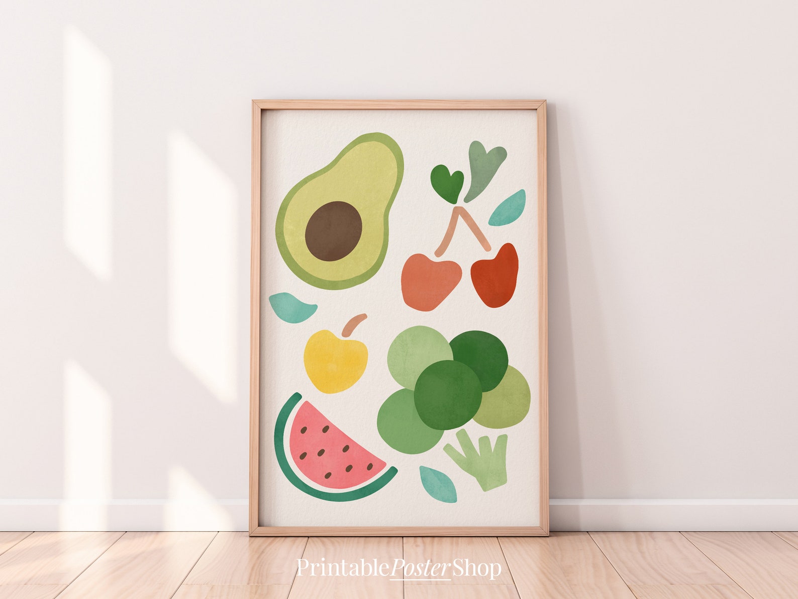 Colorful Fruit Printable Wall Art, Prints for Kitchen, Avocado ...