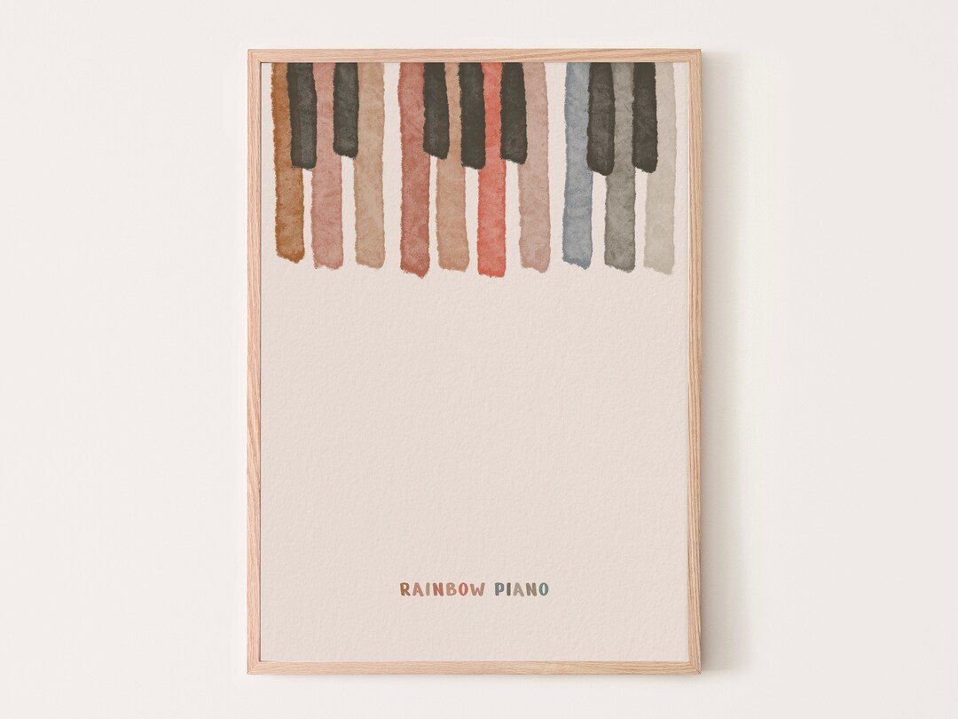 Rainbow Piano Printable Wall Art, Nursery Digital Print, Rustic Wall ...
