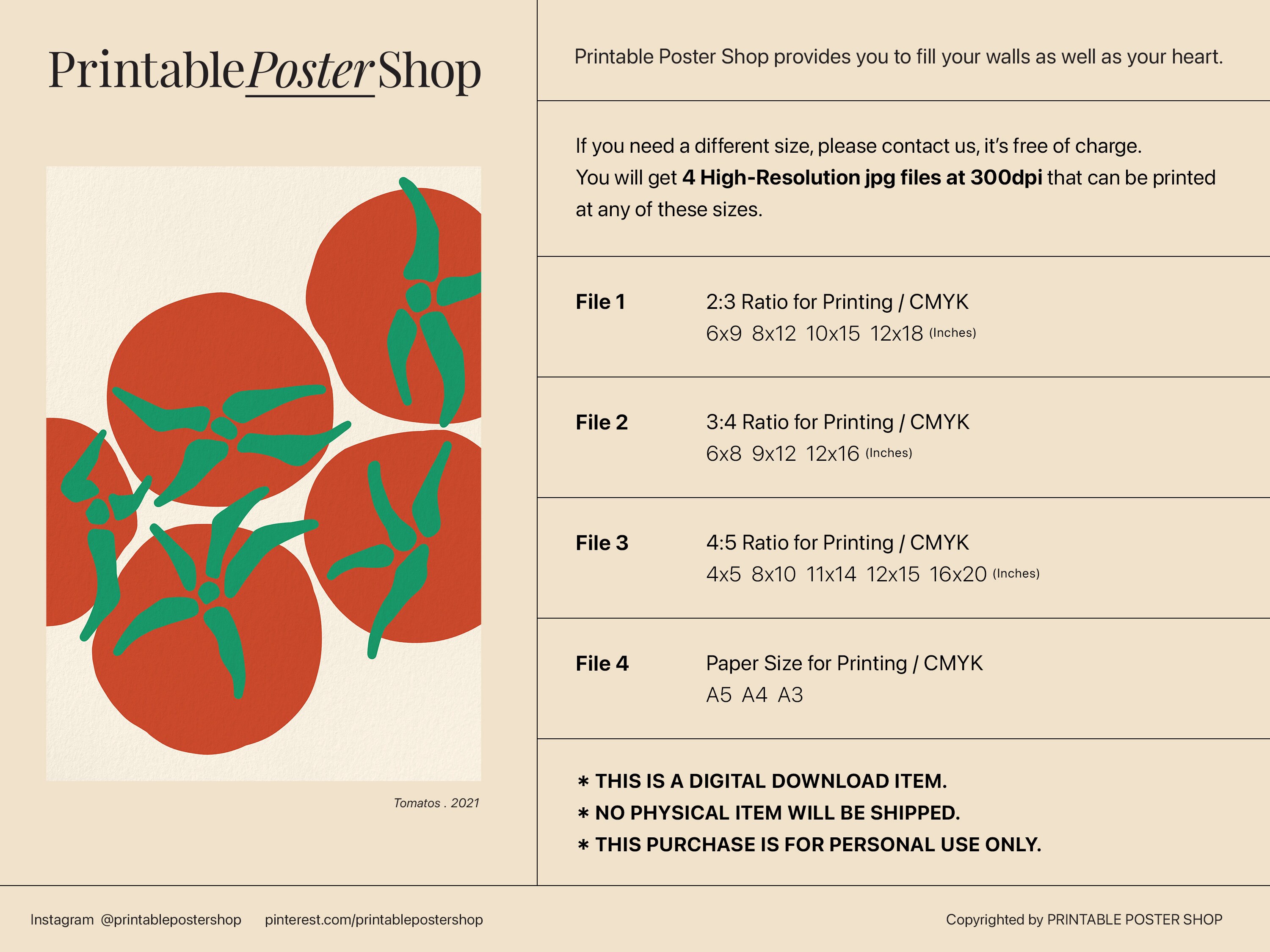 Fruit Wall Art Red Tomato Prints Printable Wall Art for - Etsy