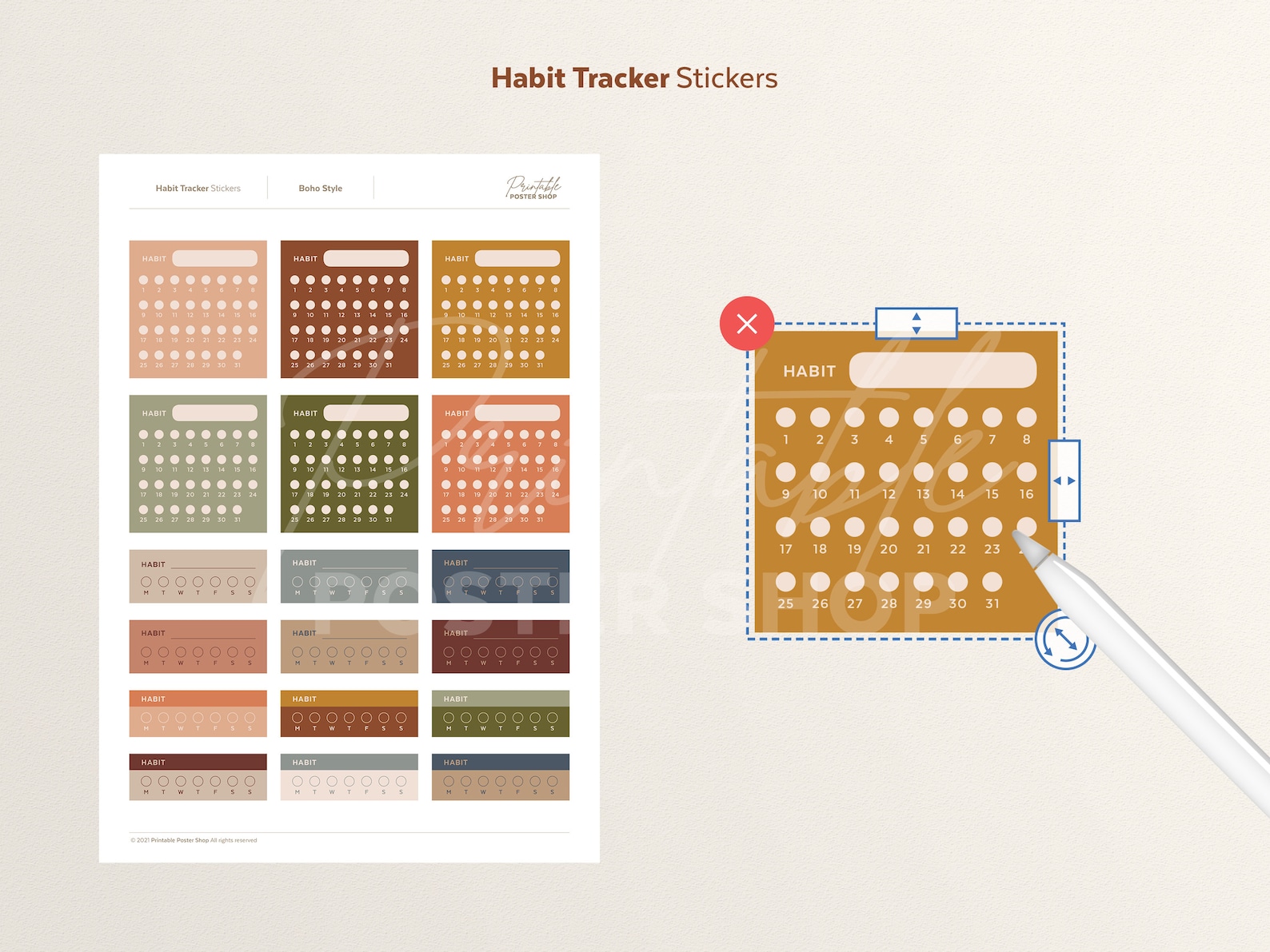 Boho Digital Sticker Kit for Goodnotes Digital Journal Box - Etsy