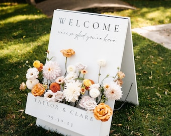 Flower Box Welcome Sign, Easel Flower Box Sign, Wedding Floral Box ...