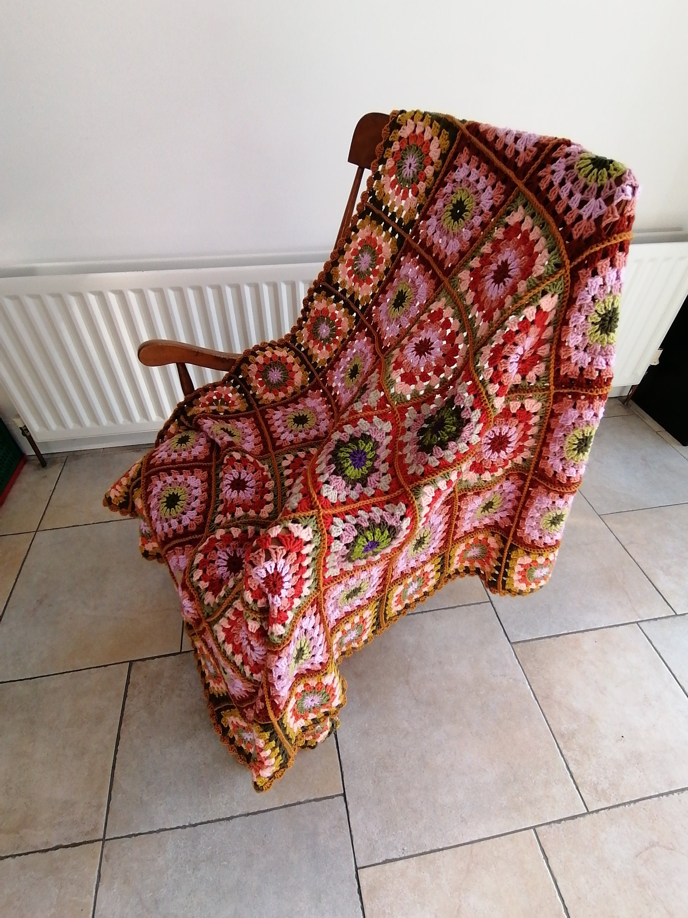 Hand Made Granny Square Crochet Blanket/throw - Etsy