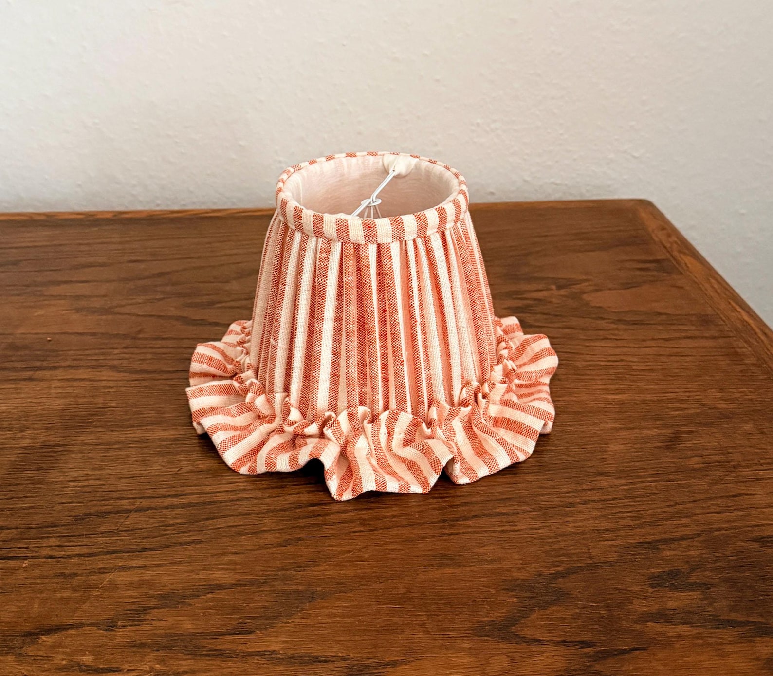 Brick Pinstripe Linen Ruffled Lampshade | Handmade Pleated Shade With ...