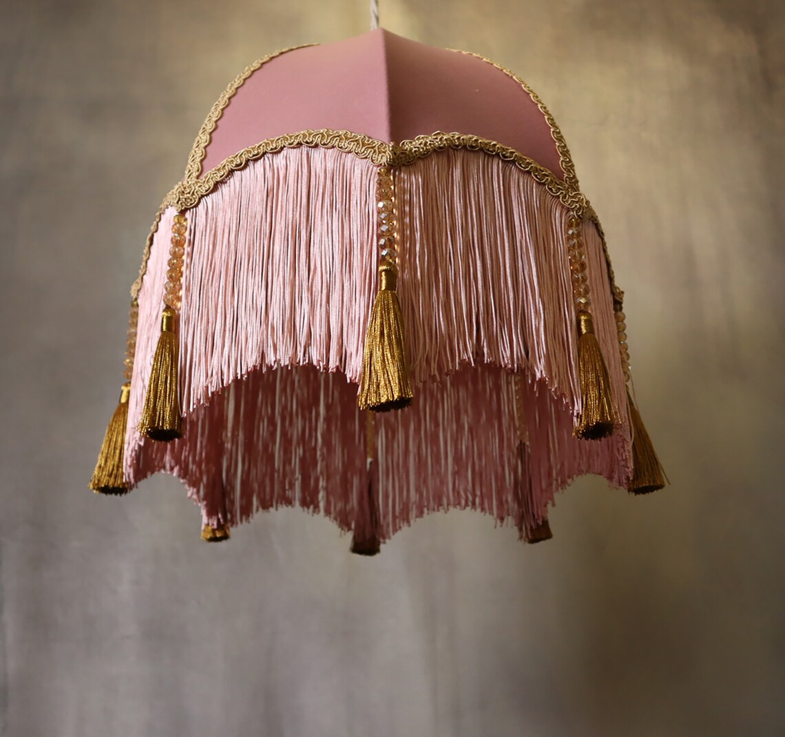 Fringed Velvet Lampshade Made to Order Decorated With - Etsy