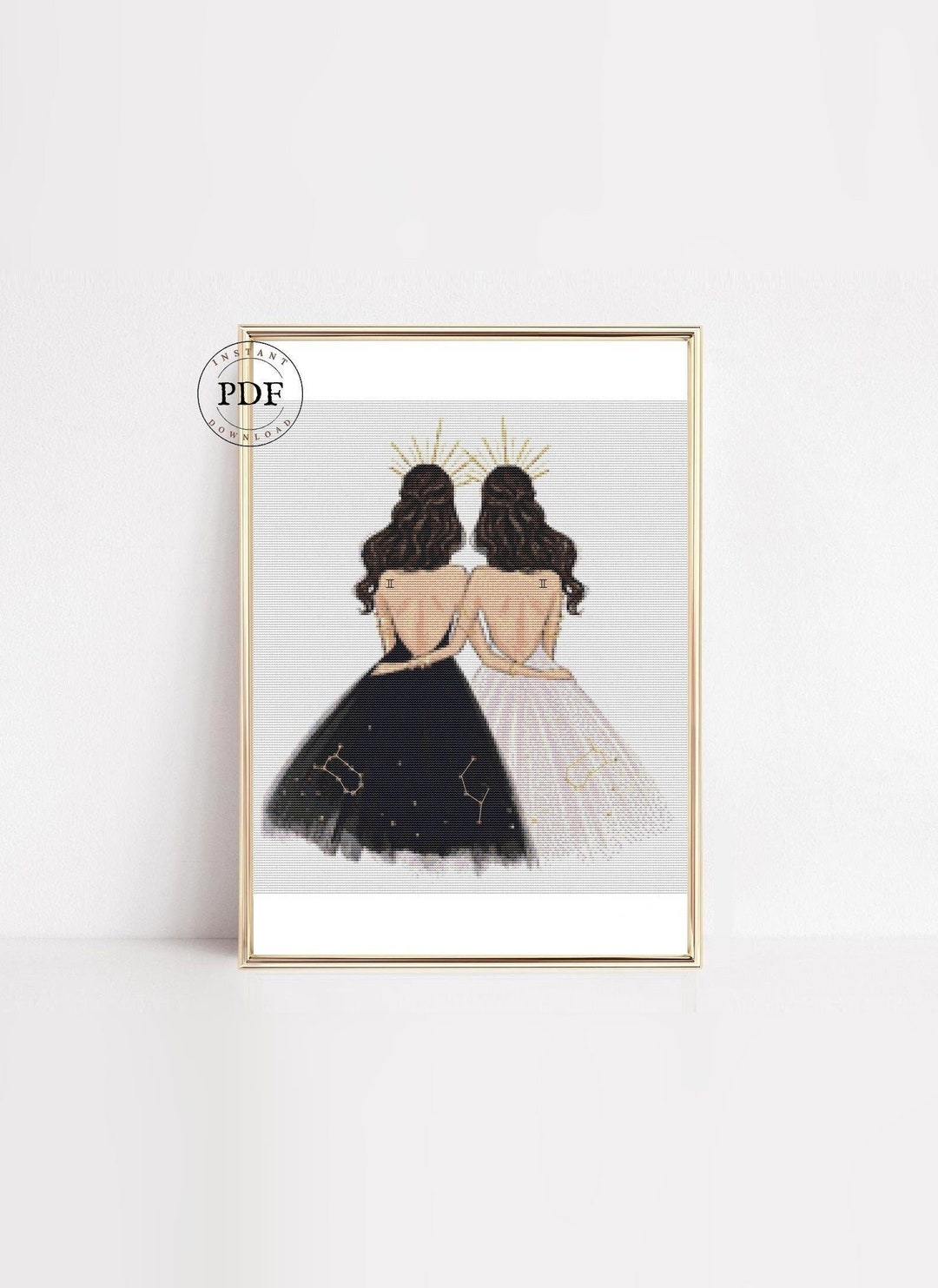 Gemini Cross Stitch Pattern, Gemini Sign, Zodiac Embroidery, Zodiac ...