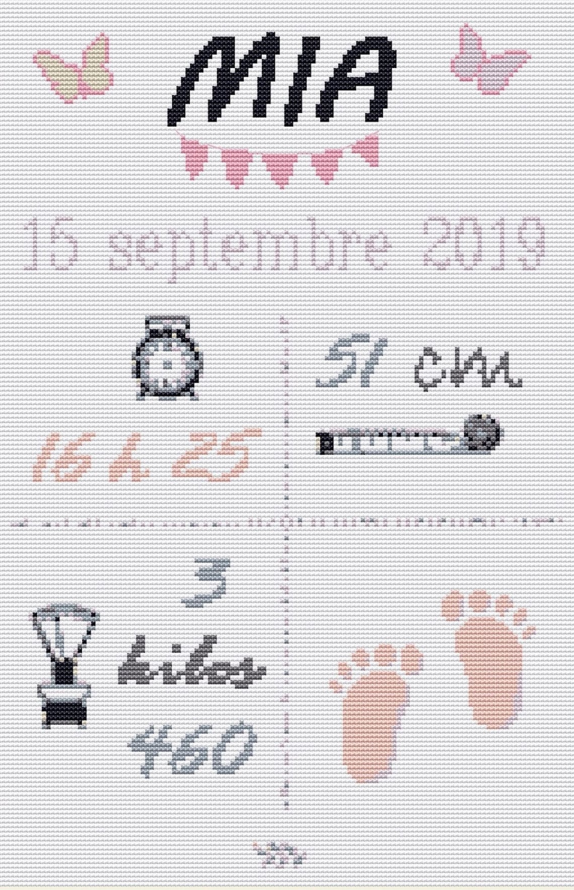 Girl Baby Born Cross Stitch Pattern, Baby Birth Embroidery, Gift Girl ...