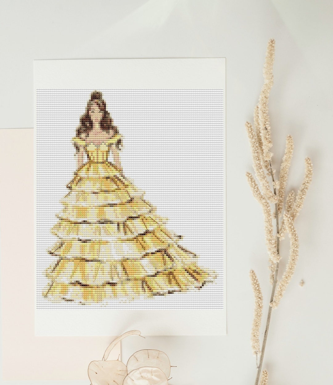 Belle Cross Stitch Pattern Gold Princess Embroidery Princess - Etsy