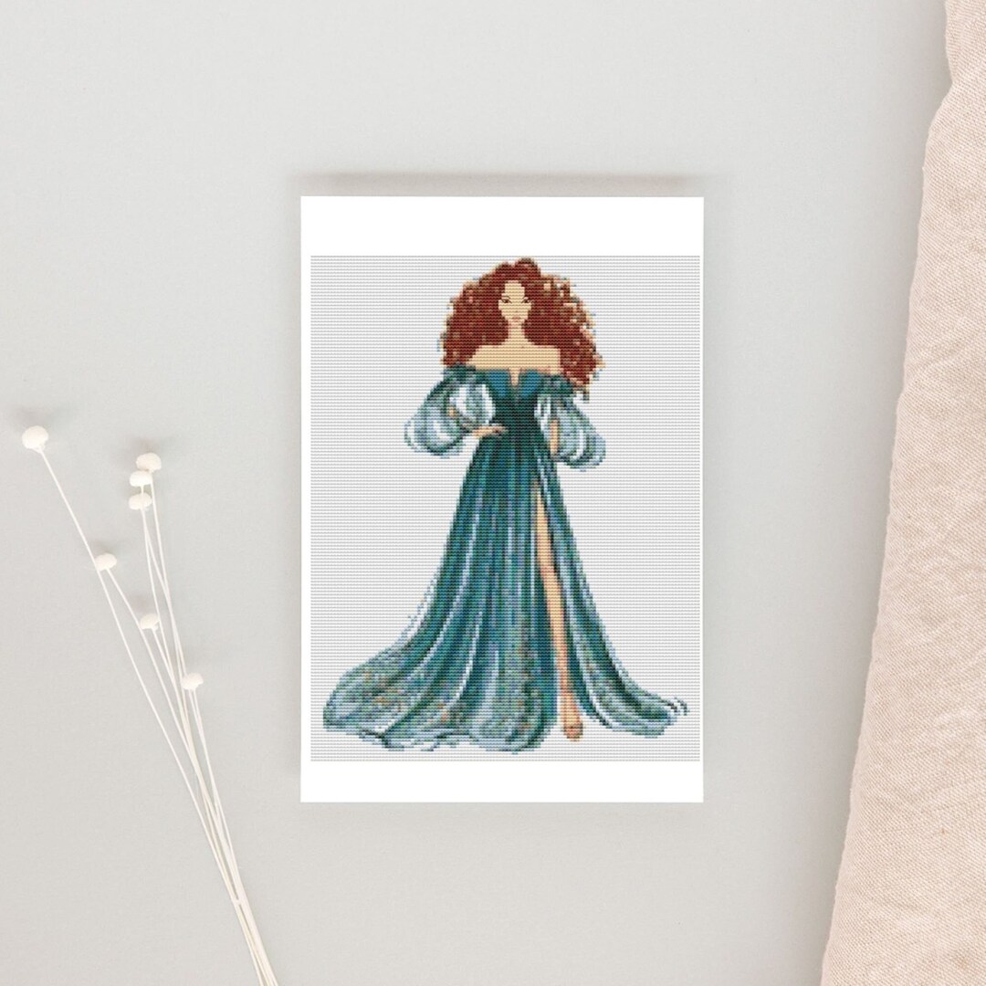 Merida Princess Cross Stitch Pattern Green Dress Princess - Etsy