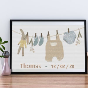 Personalised Cross Stitch Pattern, Birth Pattern, Baby Born Embroidery ...