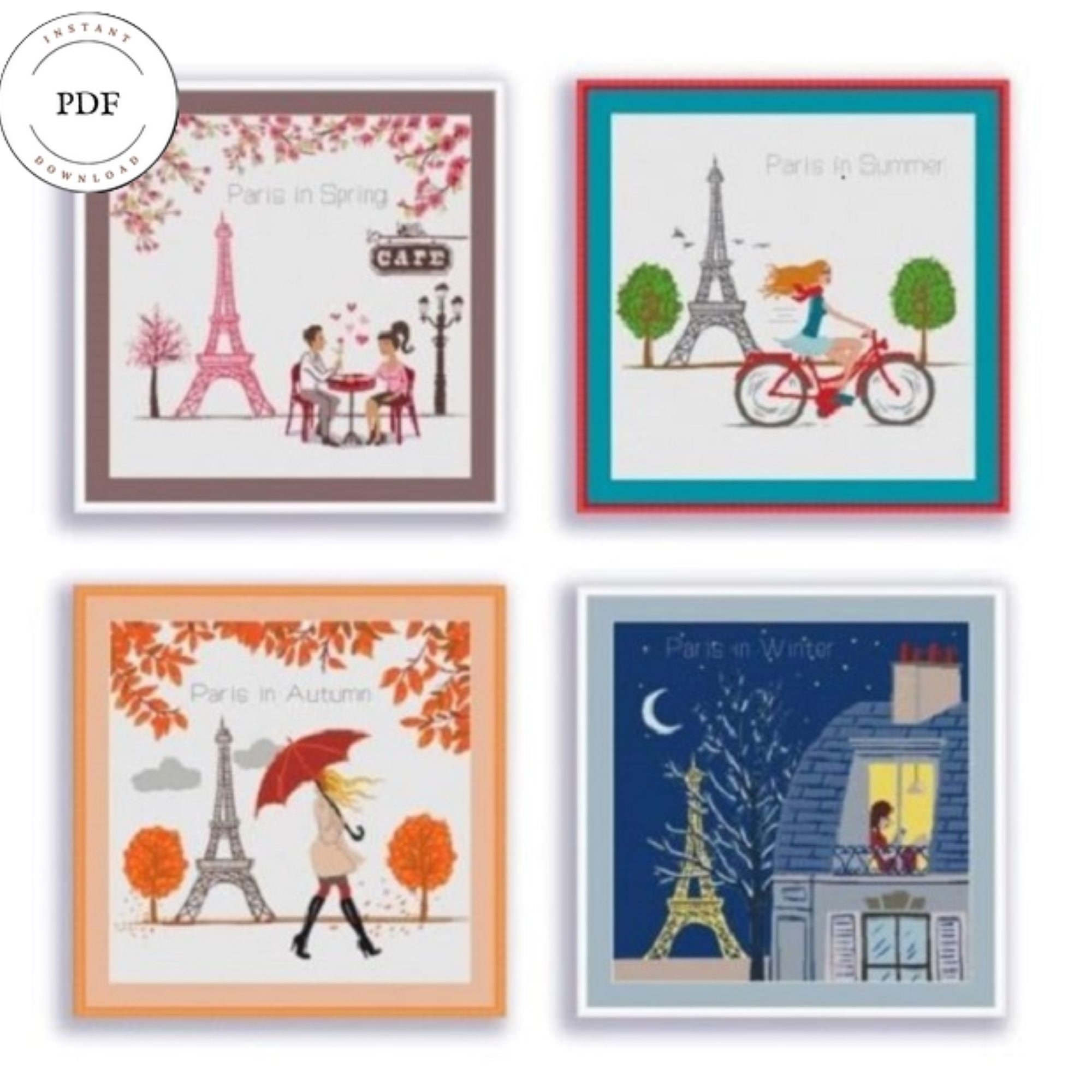 Paris, Cross Stitch Pattern, Eiffel Tower, Cross Stitch Paris, Cross ...