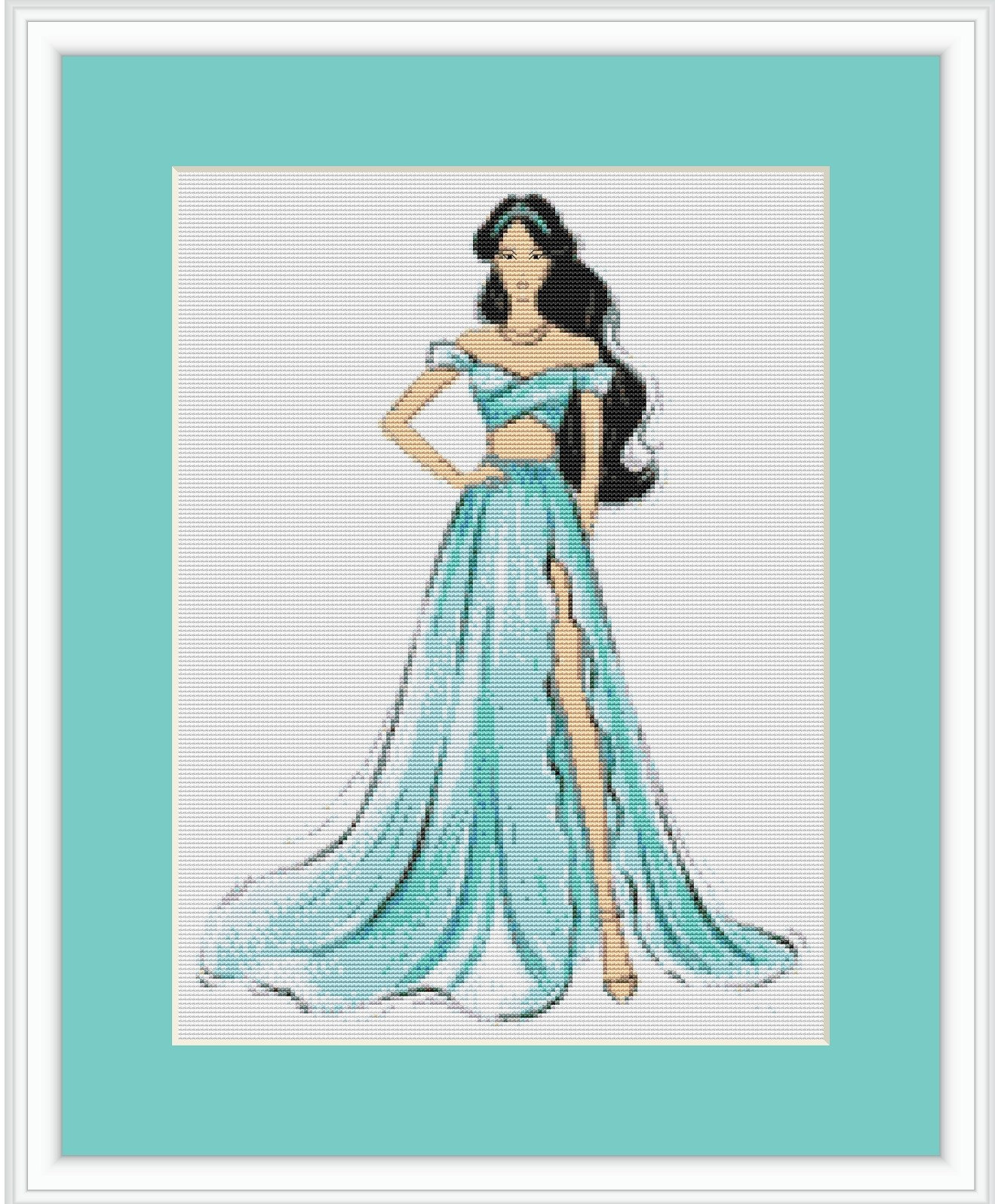 Jasmine Cross Stitch Pattern, Orient Queen Embroidery, Modern Princess ...