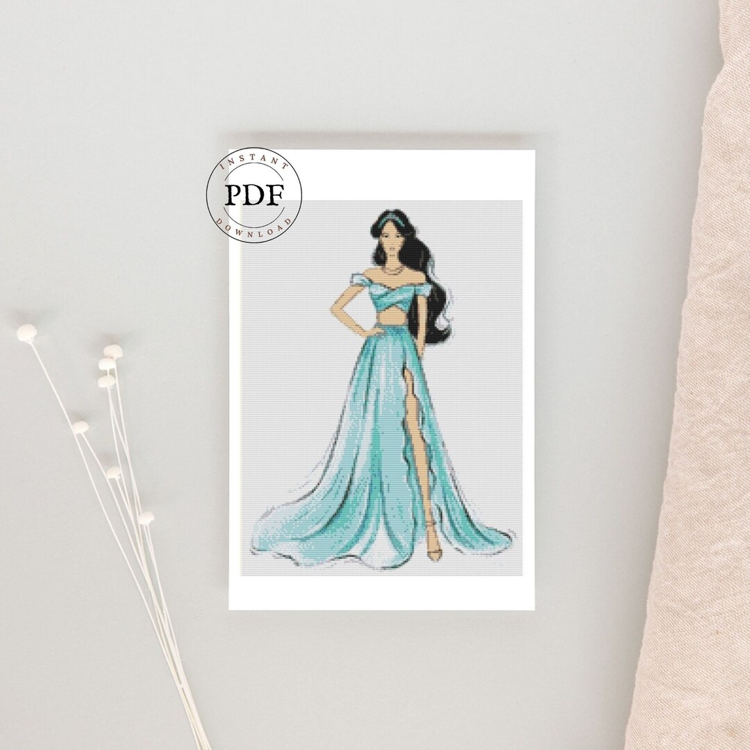 Jasmine Cross Stitch Pattern, Orient Queen Embroidery, Modern Princess ...