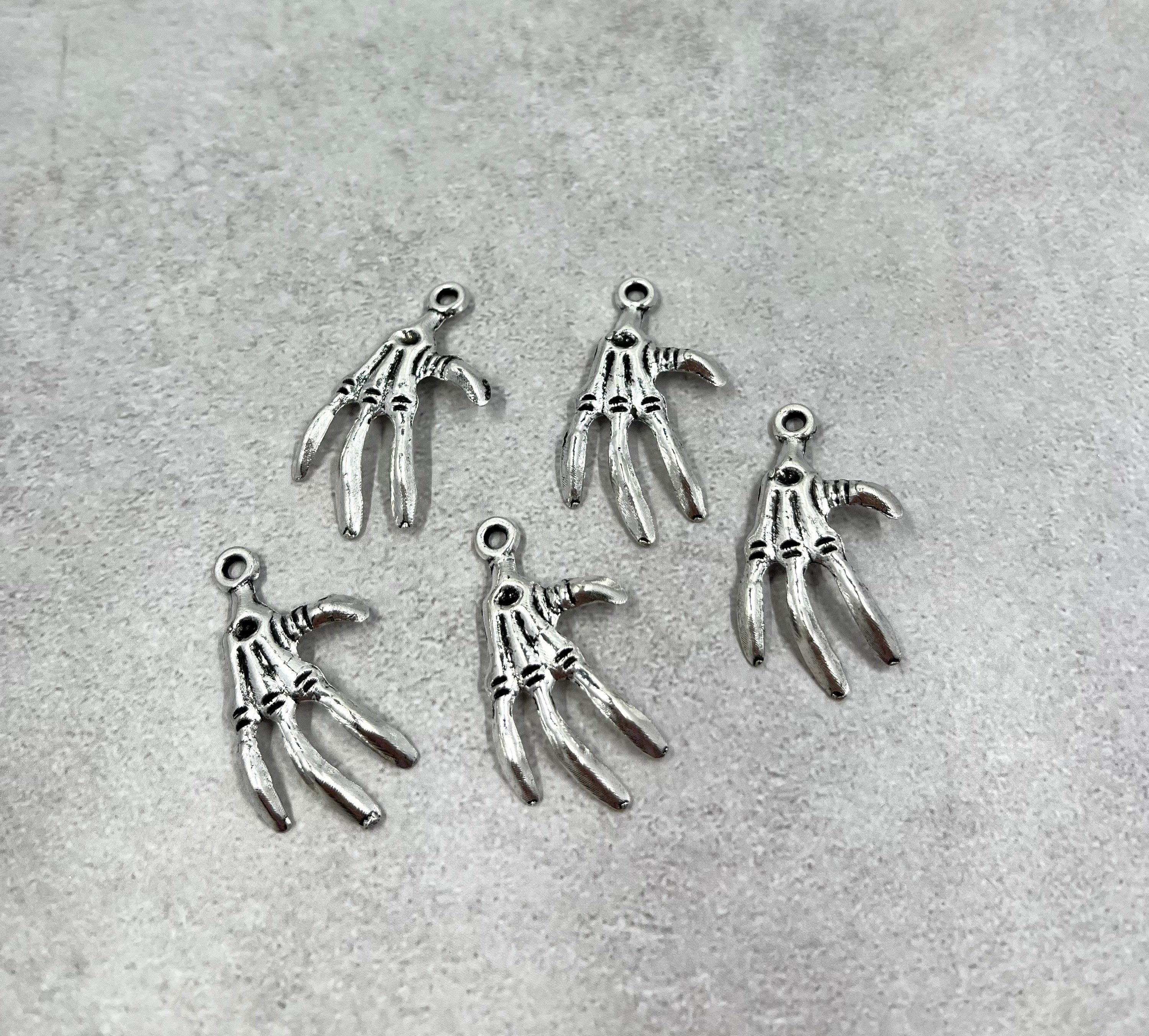 5 Metal Skeleton Hand Charms - Etsy