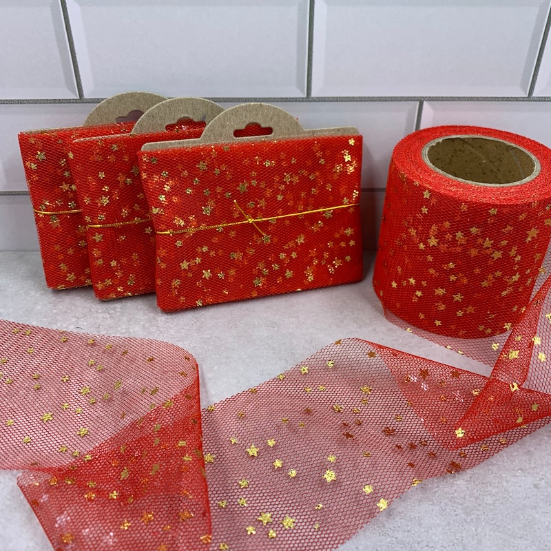 Star Tulle Fabric Red - Etsy