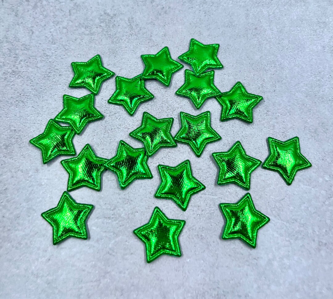 18 Shiny Green Padded Star Embellishments - Etsy