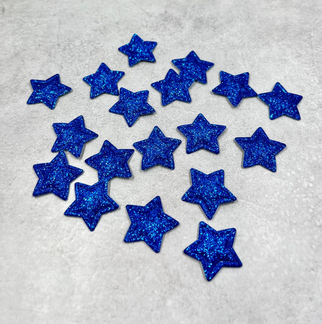 18 Blue Glitter Padded Star Embellishments - Etsy