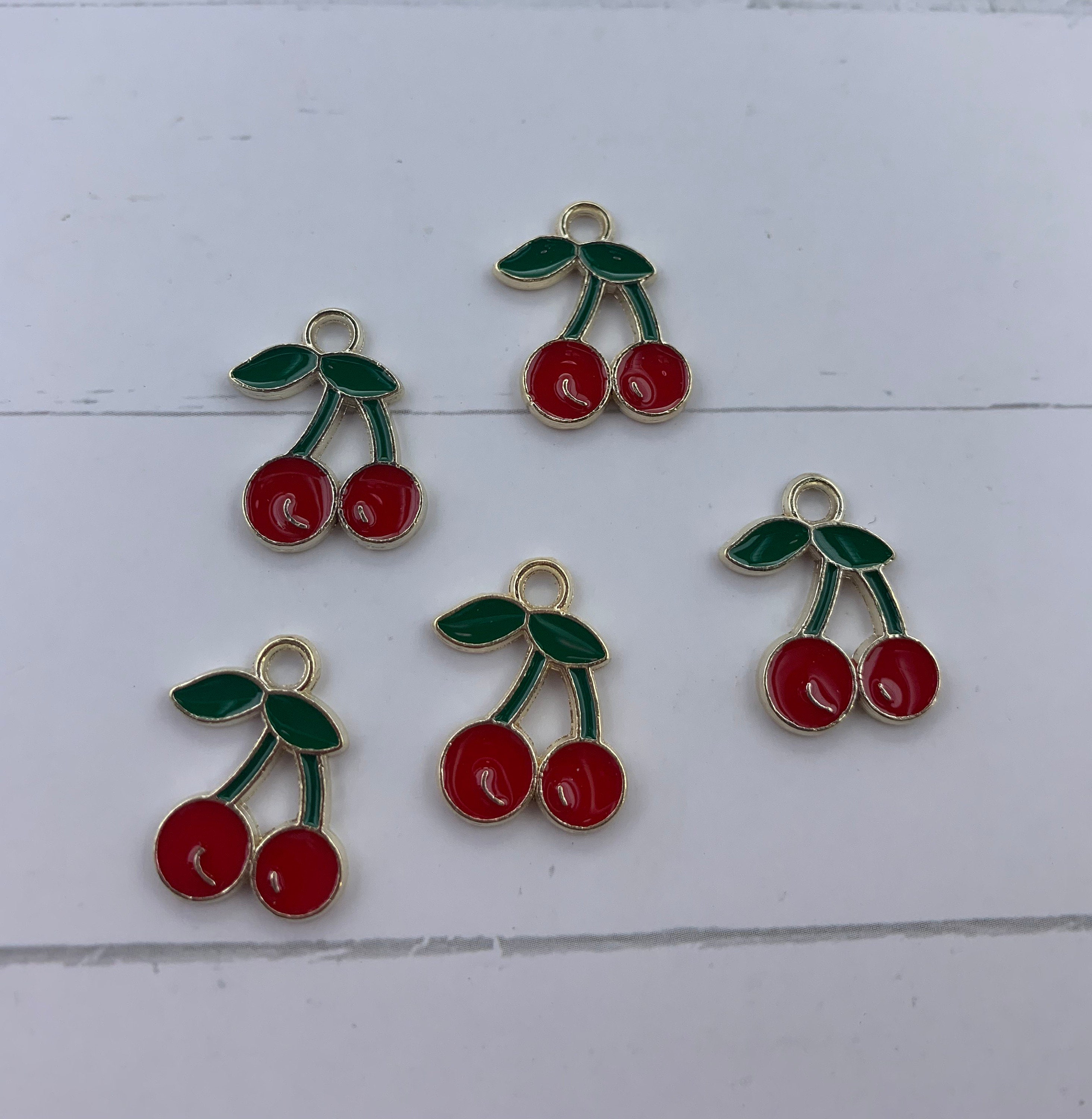 Small cherry charms | Etsy