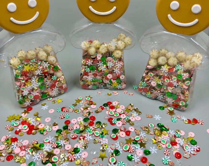 1 Gingerbread Man Jar With 5tbsp of Christmas Sequins Mix - Etsy
