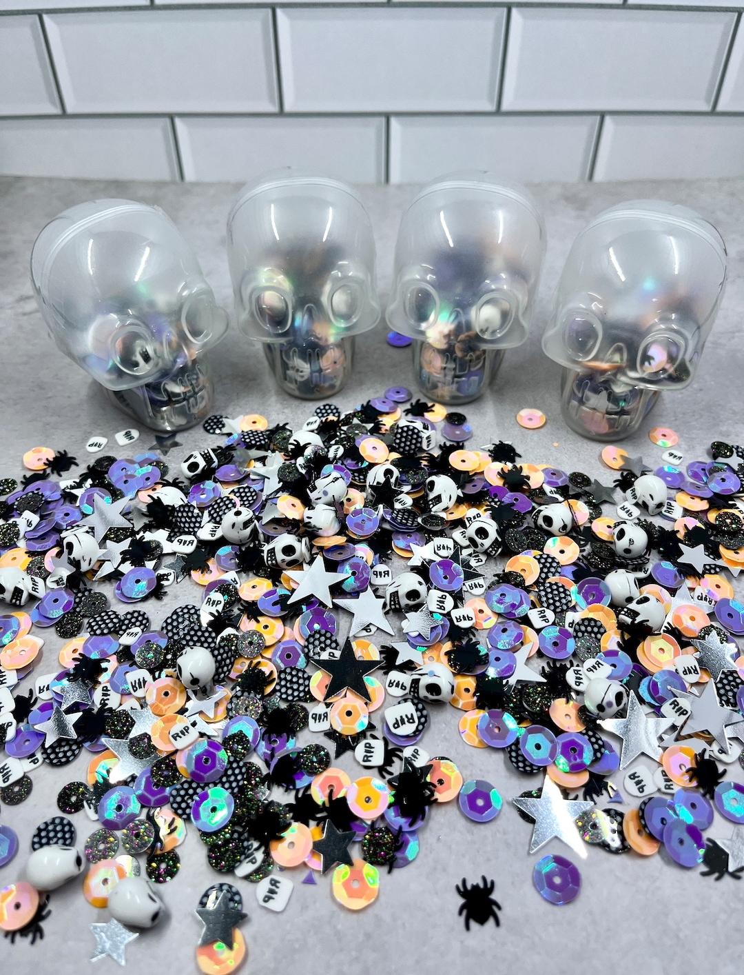 The Wicked Chunky Sequins Mix in a Skull Container - Etsy
