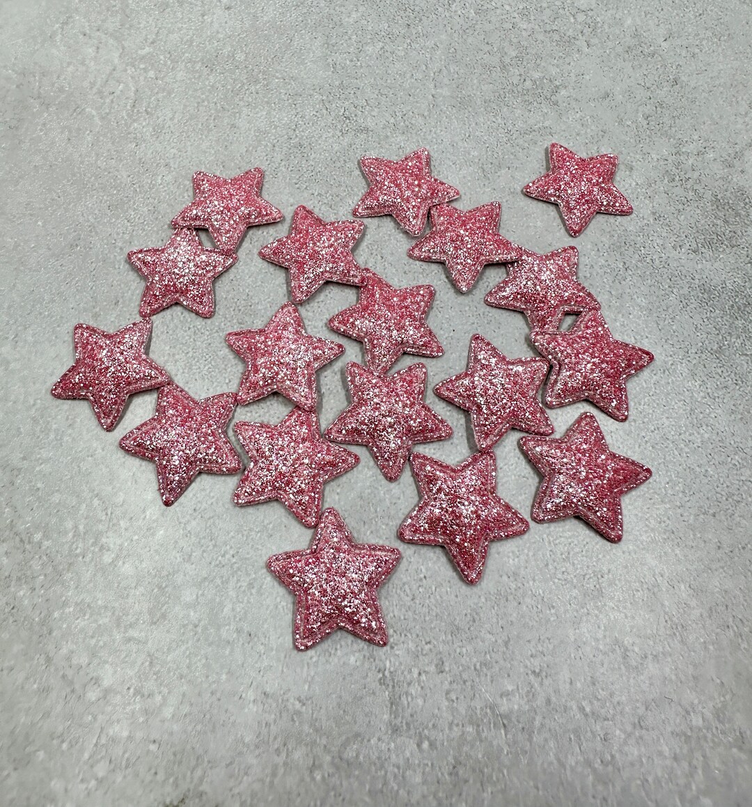 18 Pink Glitter Padded Star Embellishments - Etsy