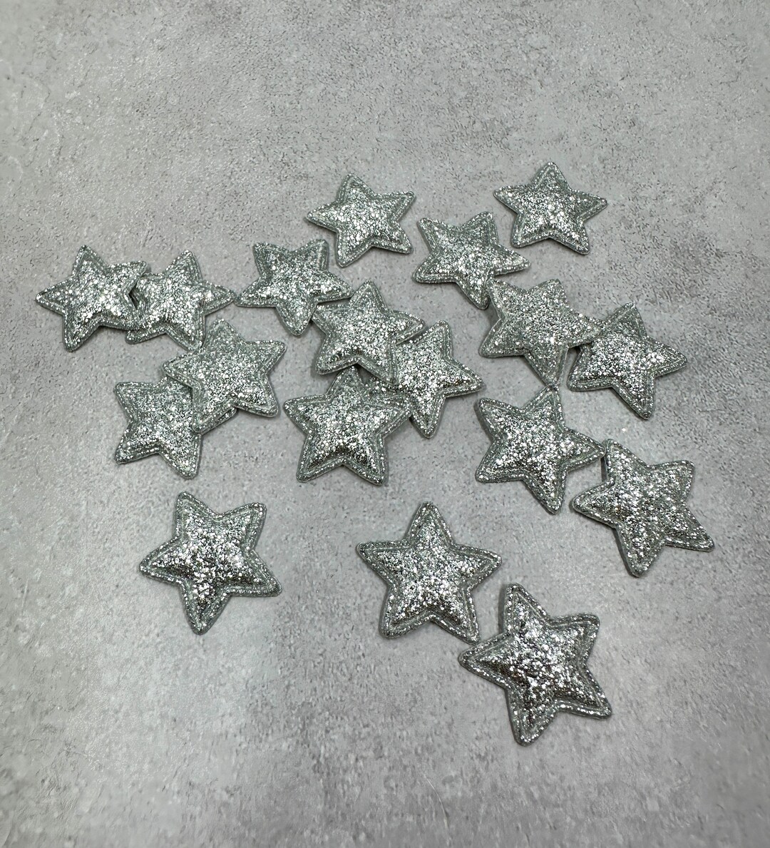 18 Silver Glitter Padded Star Embellishments - Etsy