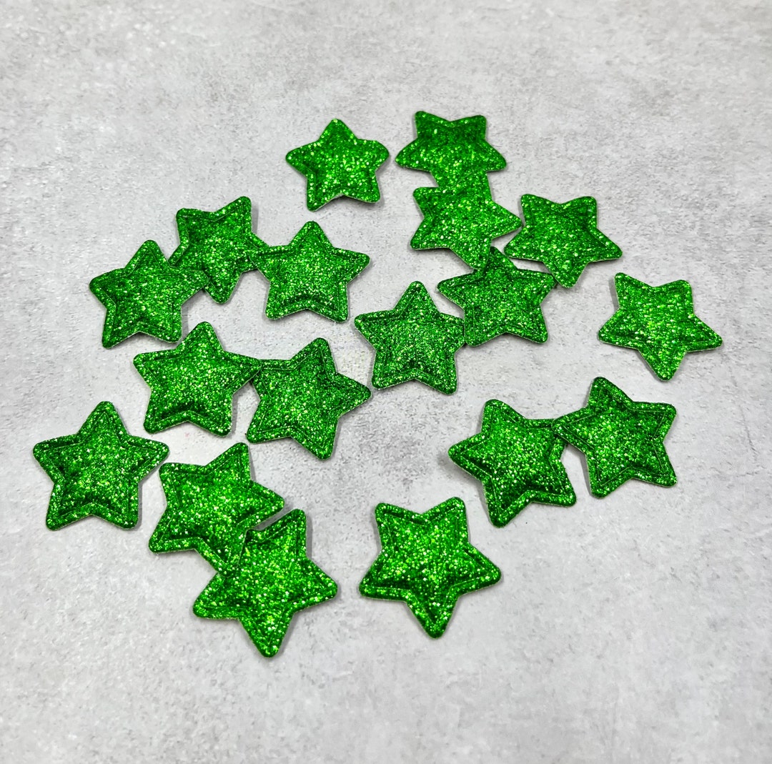 18 Green Glitter Padded Star Embellishments - Etsy