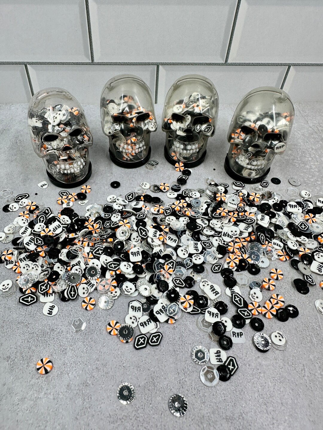 10g of Halloween Sequins Mix in a Skull Container - Etsy
