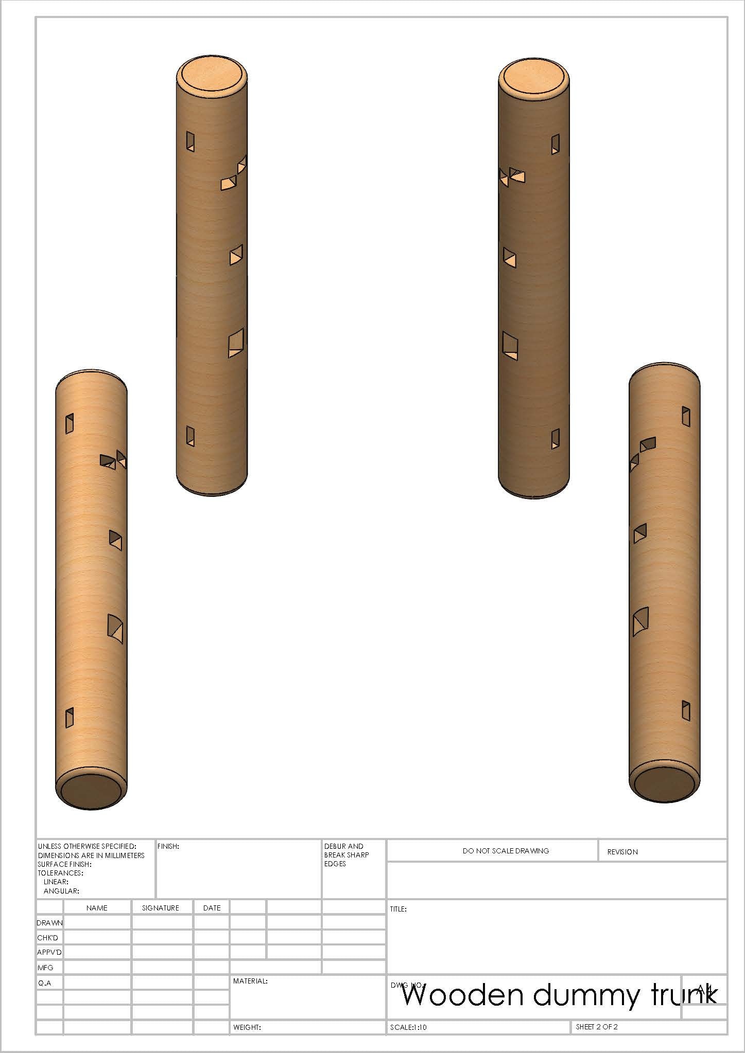 Plans Wooden Dummy Trunk, Ving Tsun, Wing Chun, Digital Plans, Drawings ...